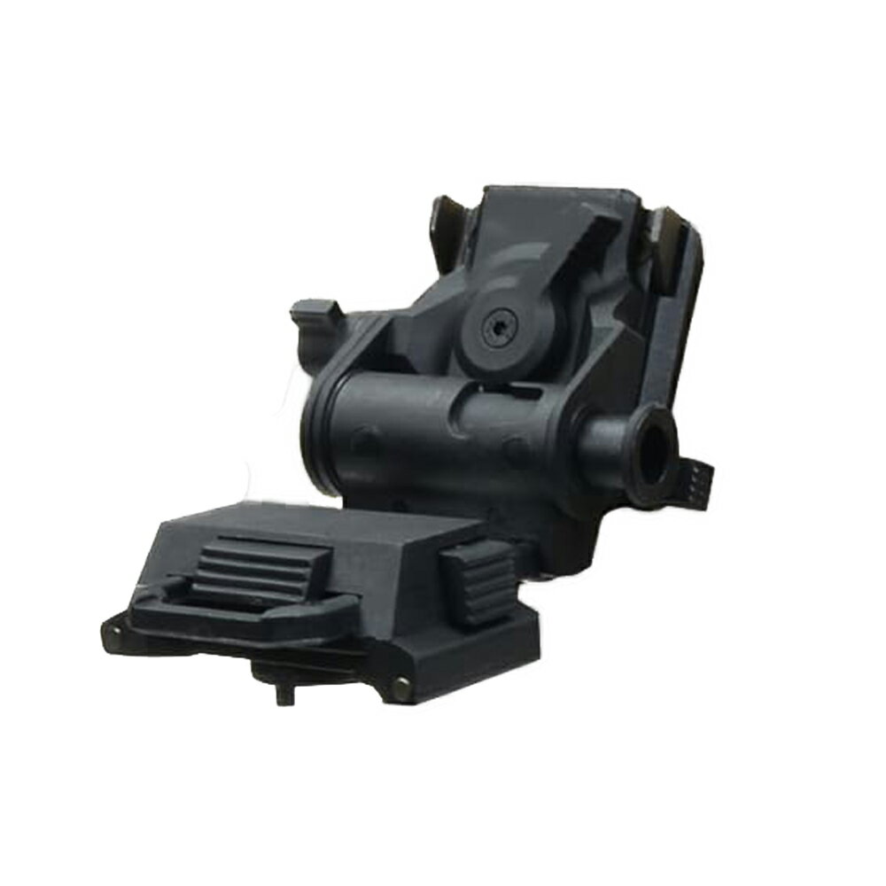 ヘルメットパーツ 暗視装置 ナイトビジョンワンタッチで取り付けられる軽量な樹脂製マウント様々なエアソフトガン用アイテムの製造、販売を手掛ける「FMA」。ヘルメットにナイトビジョンを取り付ける際に必要なNVG用マウント。取付方法はヘルメットシ...