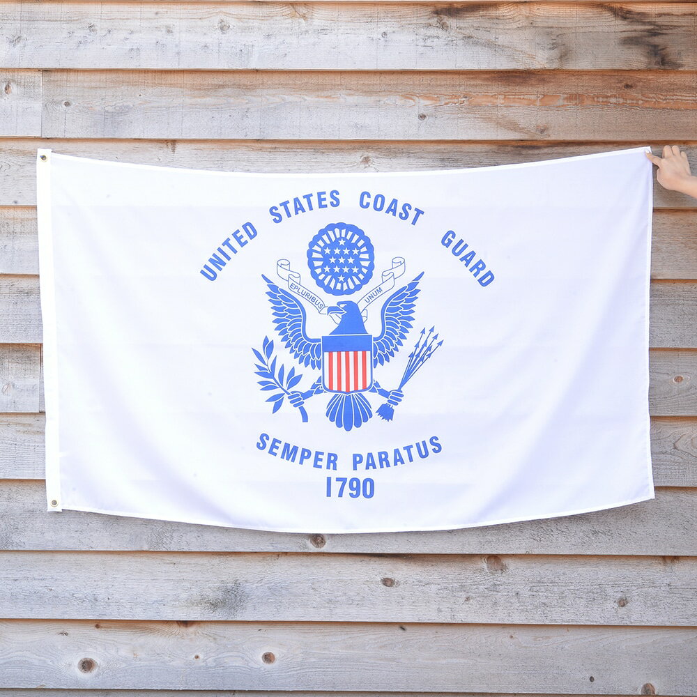 フラッグ 旗 ロスコ清潔感のある白い背景が印象的なミリタリーフラッグUNITED STATES COAST GUARD(アメリカ沿岸警備隊)のミリタリーフラッグ。アメリカ合衆国の国璽(国家の表徴としての印章)のおもて面が中央に描かれており、...