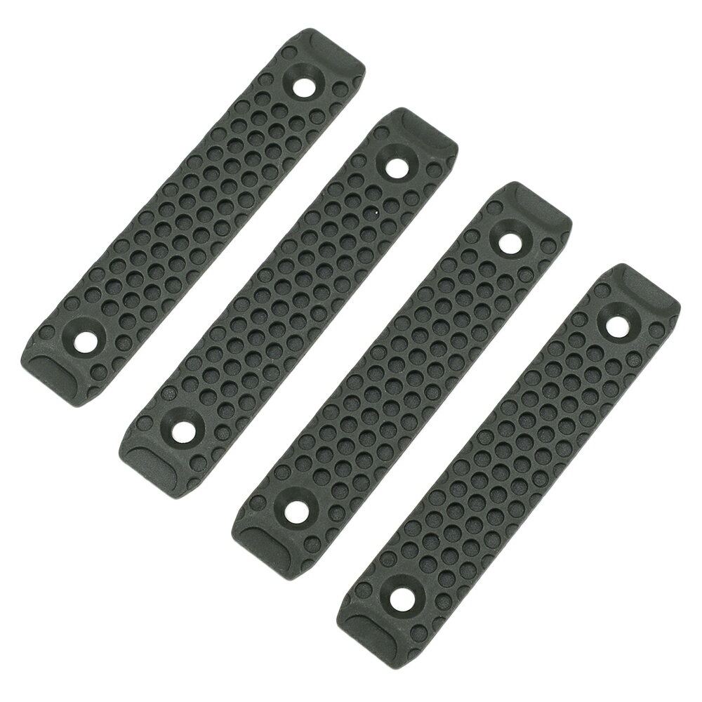 レールカバー バブル模様 ミニドット泡状パターンで抜群のホールド感。M-LOK規格ハンドガードに取り付け可能な、バブル(泡)状のドットパターンのレールカバー4本セットです。表面に配された細かな円形の凹凸が指先にしっかりと噛み合い、素手・グロ...