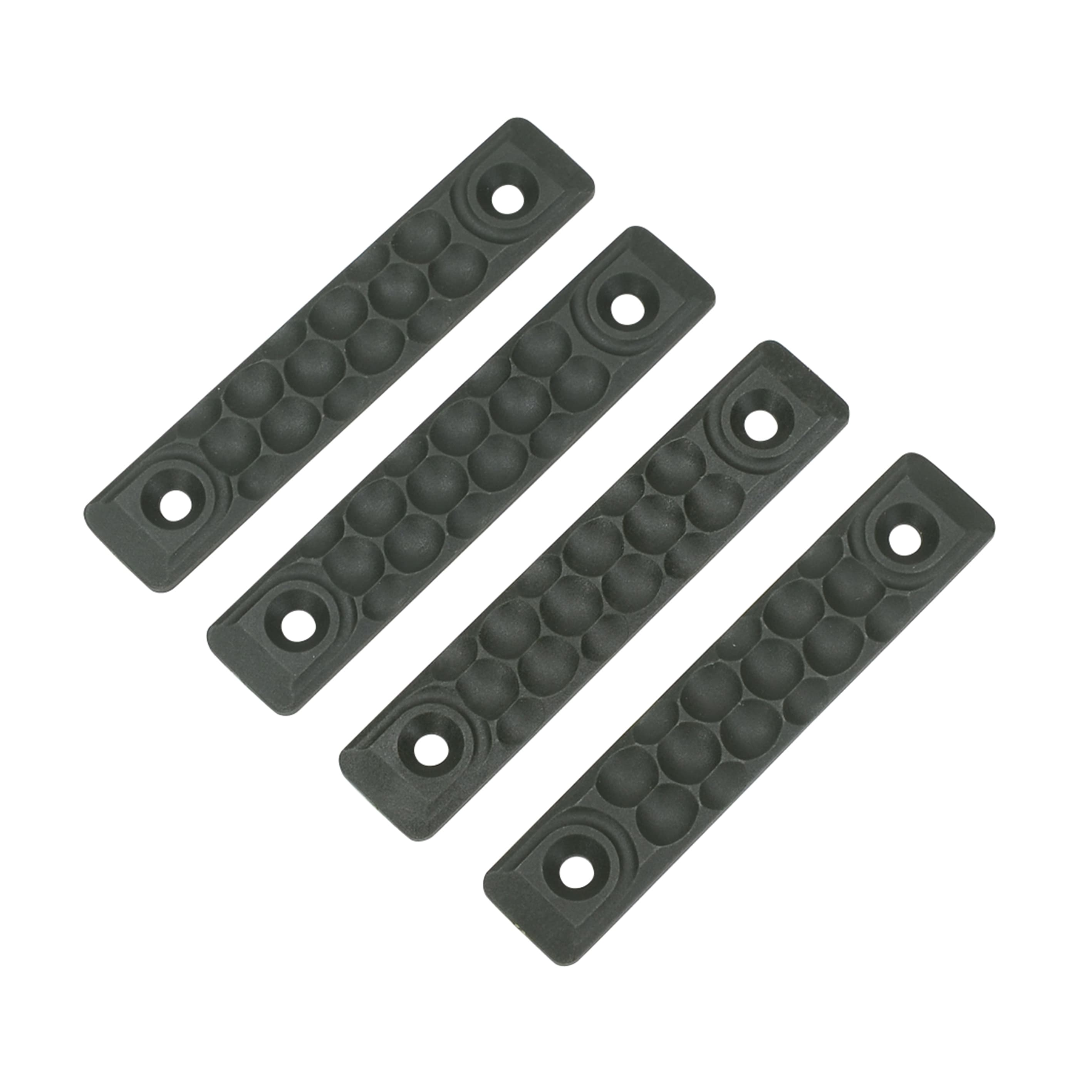 レールカバー 軽量ハニカム Mlok手触りと耐久性を両立するハニカムデザインM-LOK規格ハンドガードにフィットする、レールカバー4本セットです。取り回しを邪魔せずにグリップ力を高めてくれます。表面にはハニカム模様のテクスチャーが施されてお...