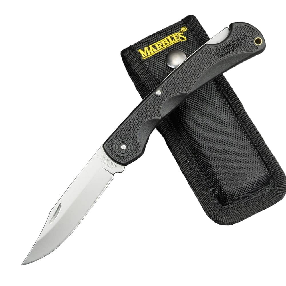 マーブルス Folding Knife ナイロンシース付3.75インチの大型ブレードを備えたシンプルなロックバックナイフ1892年にアメリカで創業した老舗ナイフメーカー、MARBLES（マーブルス）。刃渡り約9.5cmのクリップポイントブレ...