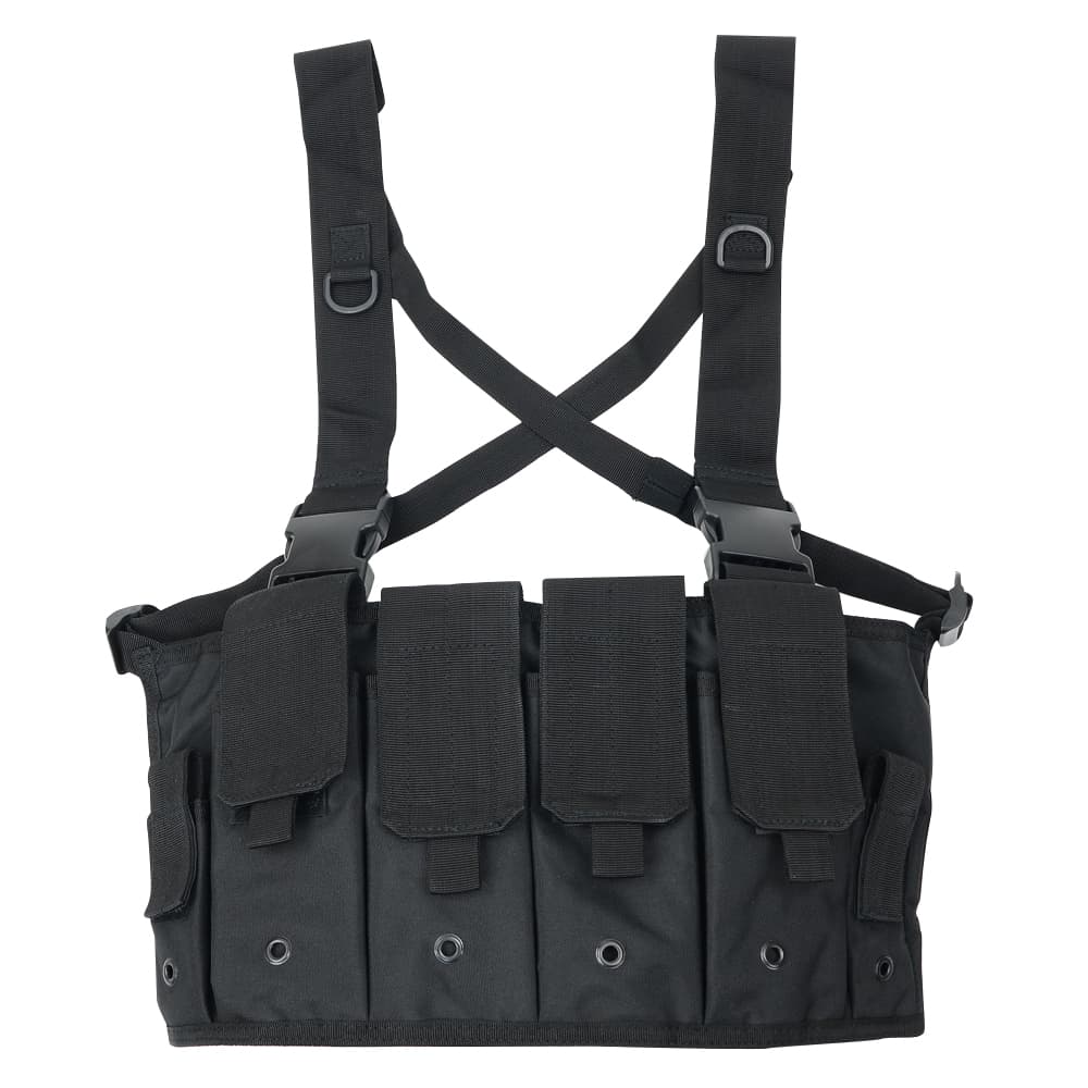 ミルテック MAG CARRIER CHEST RIG 7.62mmマガジン用AKマグなら4本、M4マグなら8本収納できるポーチ付きチェストリグタクティカルギアやアウトドア用品を数多く手掛ける、MIL-TECのチェストリグ。4つのライフルマ...