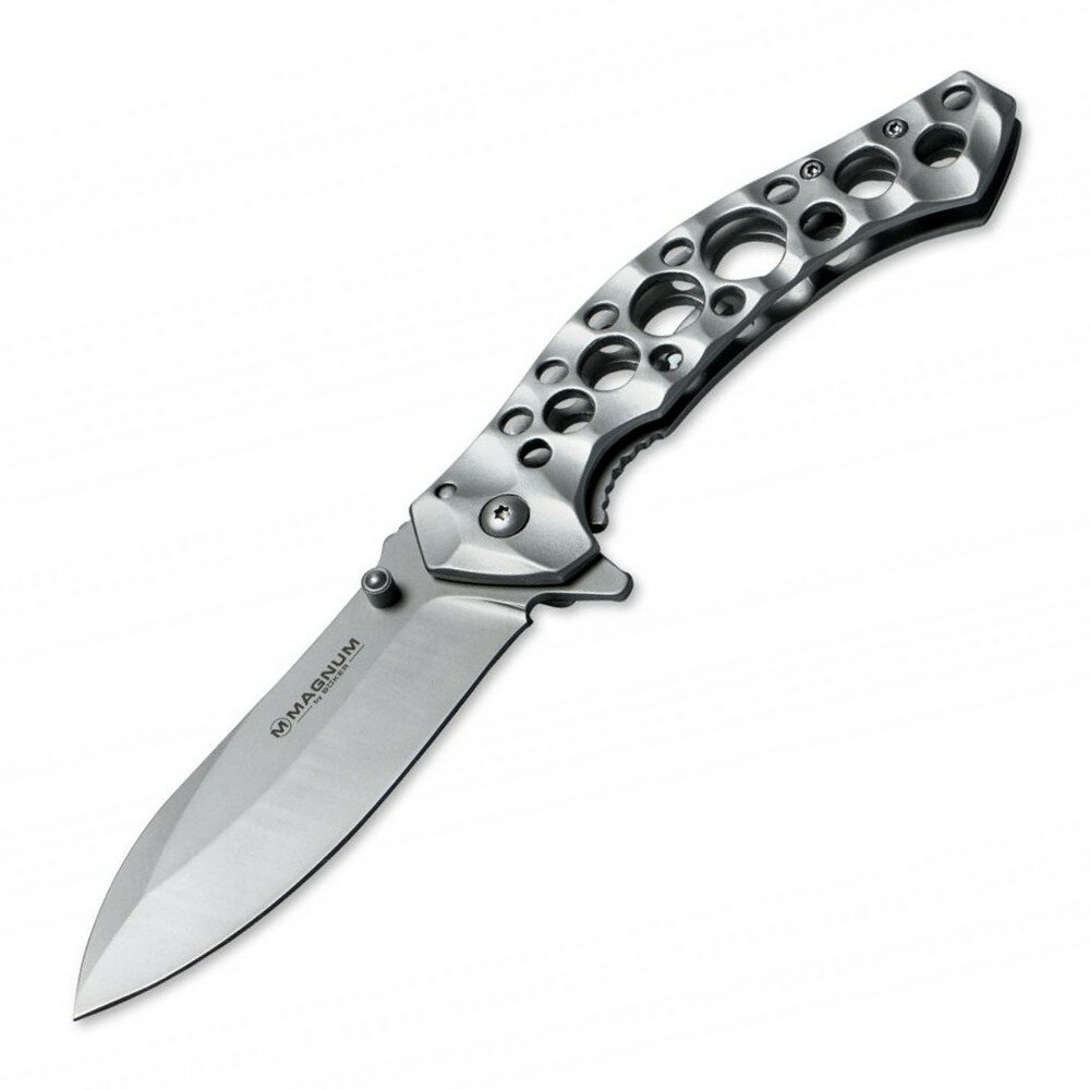 Boker Magnum スレンダーオールメタルながらも、軽量なフォールディングナイフ片手で展開出来るフリッパー機能付きの、ライナーロック式ナイフ。スレンダーは名の通り細く華奢に見えますが、ドーム型の曲線を描いたハンドルは、空けられた穴によ...