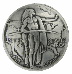 コインコンチョ クラフトパーツ「コインコンチョ オレゴン メモリアル M レプリカ」1926年のハーフダラーコインコンチョのレプリカです。。裏面にシカゴスクリュー付き。※価格は1個のお値段です。コンチョ1個+ネジ1個のセットで1個になります...