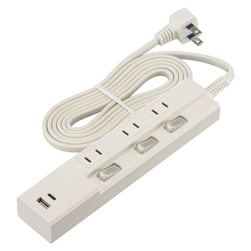 特　徴●USB Type-CはPD（Power Delivery）対応、最大18Wで急速充電●USB差込口はType-C×1、Type-A×1●TypeA+TypeC両方使用時、合計3.4A出力●AC差込口（3口）はLEDランプ付個別スイッ...