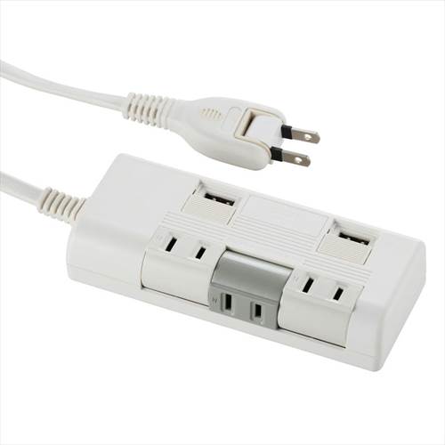 特　徴● ホコリ防止安全シャッターが付きUSBポート2個（電流容量、合計2400mA）搭載● 独立回転（90°回転）コンセントで、プラグ同士が邪魔になりません。● 過電流防止ブレーカー（集中スイッチ兼用）付き● トラッキング火災防止180°...