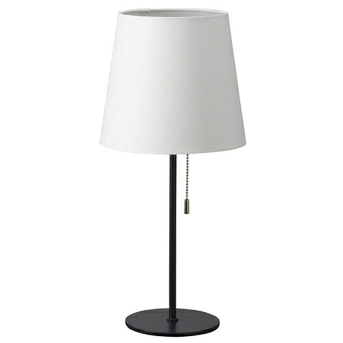 特　徴●テーブルスタンドです●電球は別売です（口金：E26）仕　様■スイッチ：プルスイッチ（ON／OFF）■本体色：ブラック■材質：本体…スチール、セード…布／PVC■本体サイズ：（約）最大径195mm×高さ425mm（組立時）■電源：AC...