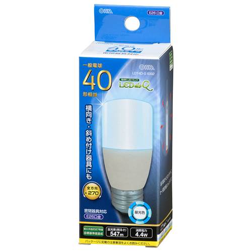 特　徴●細い筒状のペンダントライトに●セード直径が細いシャンデリアに●横向き・斜め付け器具にも●密閉形器具対応●断熱材施工器具にも対応●全方向約270°●小形電球40形相当●省エネ法2027年度目標基準達成●昼光色●E26口金仕　様■寸法：...