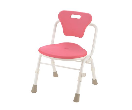 座面やゴム脚に防カビ加工を施しています。折りたためるので収納に便利です。仕様：背付色：ピンク材質：座面・背もたれ/PE（ポリエチレン）、ソフト座面・ソフト背もたれ/EVA（酢酸ビニル）、脚/アルミニウム、ゴム脚/合成ゴム、シャワーフック/ポ...