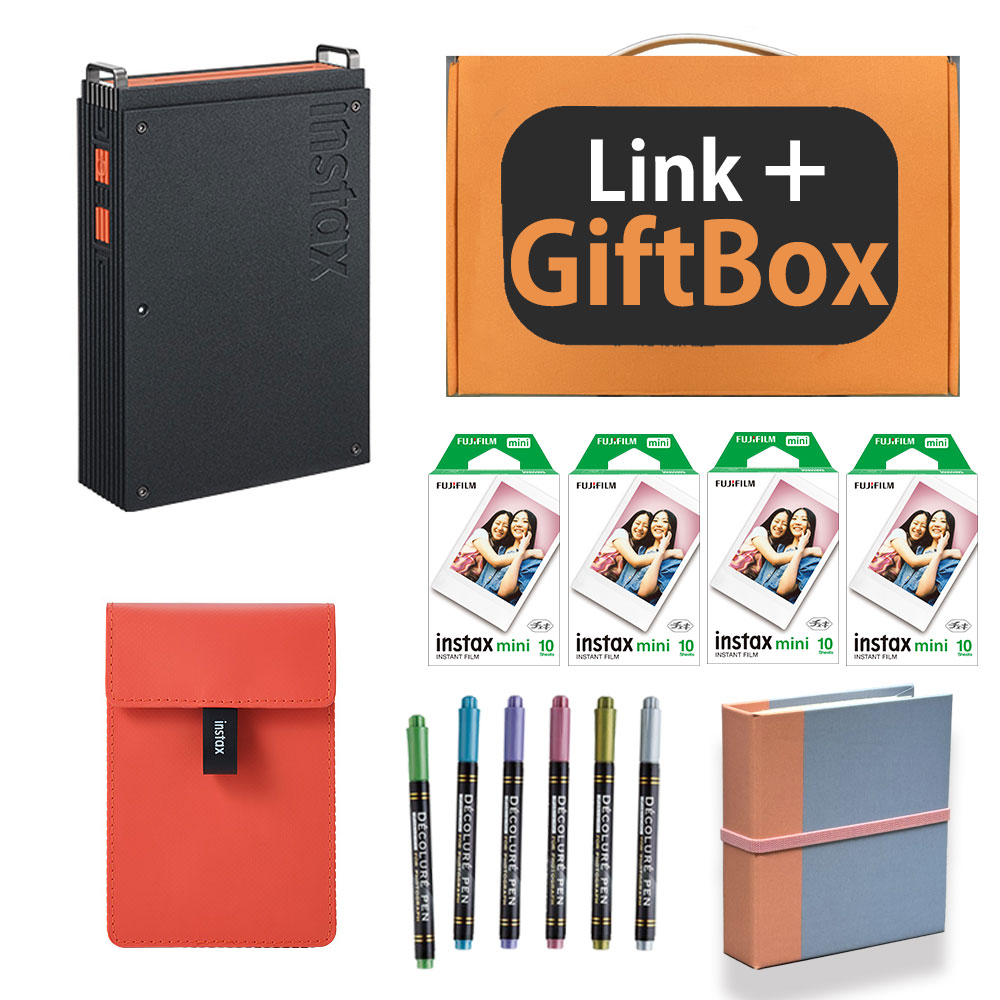INS MINI LINK PLUS セット内容 INS MINI LINK PLUS 専用ケース付き！ チェキフィルム10枚　4パック デコルーレペン メタリック6色セットDCPN-101-6S チェキアルバム20収納 本体JAN：454...