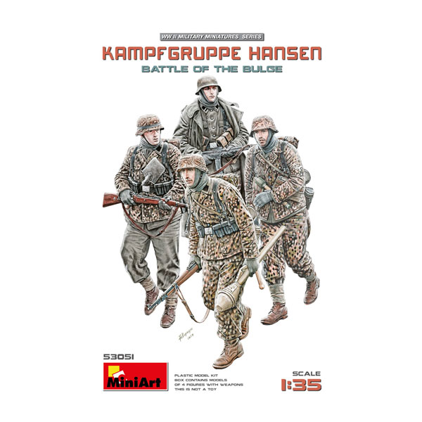 発売予定日2026年9月予定メーカーミニアート登場作品---商品詳細バルジの戦いのジオラマや終戦間際の冬の情景に最適な、武器を装備したドイツ歩兵フィギュア4体セットです。フィギュアは防寒服と装備を身にまとい、躍動感あふれるポーズをとっていま...