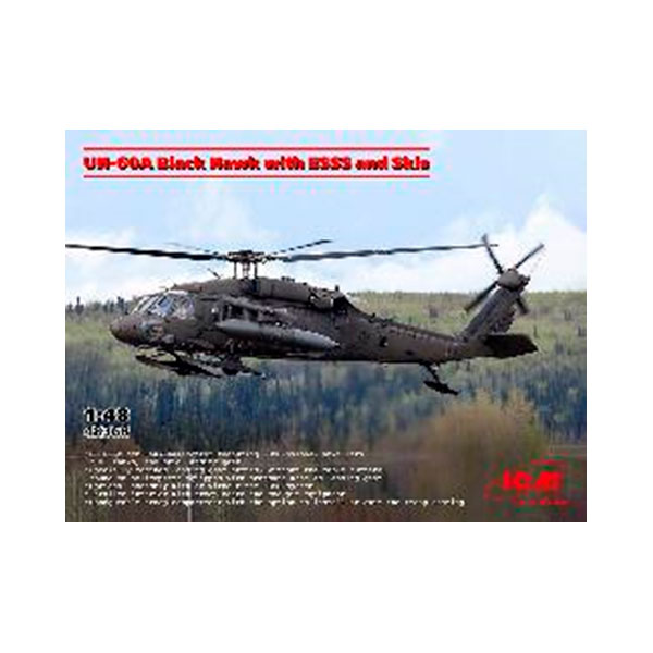 発売予定日2026年10月予定メーカーICM登場作品---商品詳細ESSS、補助燃料タンク、スキー式着陸装置を装備したUH-60 ブラックホーク・ヘリコプターを詳細に再現。・部品数378点・完成サイズ：414×111mm 原型製作---サイ...