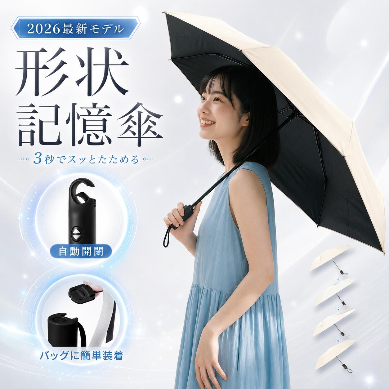 【商品ポイント】 【完全遮光・遮熱で真夏も快適】 日傘 折りたたみ 完全遮光 晴雨兼用タイプで、紫外線を99%以上カットしながら遮熱性にも優れています。UPF50+で肌をしっかり守り、猛暑の日でも涼しさをキープ。 【晴雨兼用＆超撥水加工】 ...