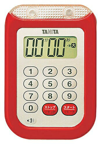 メーカー品番TD-377色レッド幅×奥行×高さ（mm）112×71×20.5質量（kg）0.11防水タイプカウント終了を音と光でお知らせ電源:単4乾電池2個付きお知らせ方式:電子ブザー音/約30秒 発光ランプ/音と同時●厨房向けの、しっかり...