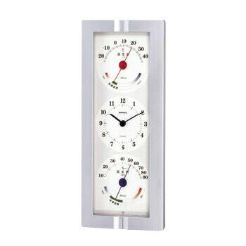 温湿度計付時計 ウエザータイム TQ－723 エンペックス●286×116×H38●質量:360g●測定範囲:温度-20～40℃(1℃)、湿度10～90%(2%)●材質:PS樹脂●時計,温度計,湿度計の機能を備えています。「快適計」をプラス...