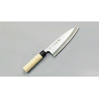 出刃庖丁 19.5cm 特撰 兼松作●刃渡寸法:19.5cm●庖丁は片刃、右仕様となります。●兼松作特撰●安来鋼改良霞研●一丁ごとに確かな品質。切れ味、使い易さがプロを満足させるスタンダードライン。
