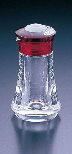 メーカー品番PU-1サイズ（S）色クリアレッド直径×高さ（mm）φ61×95容量（cc）40材質:本体・フタ/メタクリル樹脂ボタン・パッキン/シリコン樹脂・ワンプッシュで約0.4c.c.の分量が出せます。