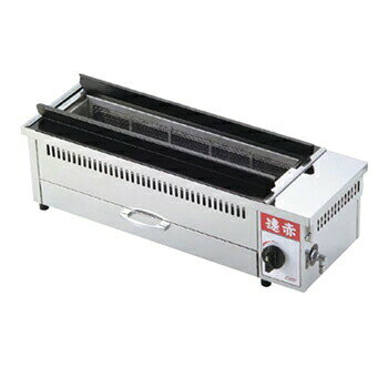 遠赤串焼器 500型 13A EBM●外形寸法(mm):間口500×奥行220×高さ191●庫内寸法(mm):間口356×奥行190×高さ170●串受幅:120●ガス消費(kW):2.4●ガス消費(kcal/h):4554●ガス接続口:9....