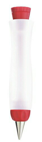 直径×全長(mm)φ35×最長300材質:ポリプロピレン、シリコン、ABS樹脂、ステンレス スチール●チョコレートやソースなどを字を書くように、簡単に楽し くデザートやお皿に装飾できます。●口金は2種類付属。使わない方は押し棒に収納しておけます。