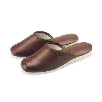 スリッパ No.014L(白薄底)前とじタイプ ブラウン(04)●カラー:ブラウン●材質:合成皮革アニリンレザー/天然ゴム入スポンジ底●防菌防カビ加工●抗菌