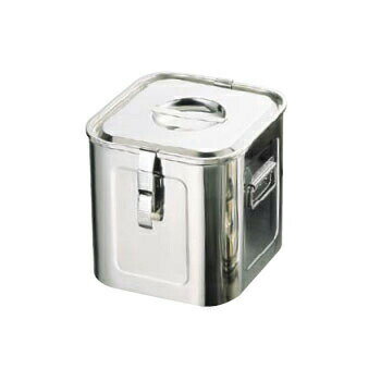 角キッチンポット 10.5cmパッキンフック付手無18-8UK●10.5cm●容量:1.1L(リットル)●内寸:105×105×H105●手無●※シリコンゴム使用です。