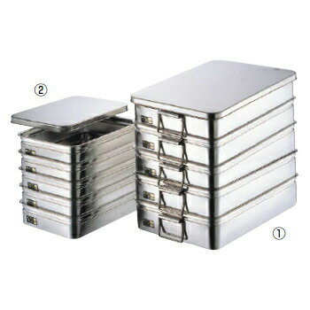 番重バット 小 浅型（8cm） 手付 18－8 CL●小●浅型(8cm)●外寸:370×290×80●実用容量:約5L(リットル)●※板厚:0.7mm●板取手●この商品は商品画像の(1)です。