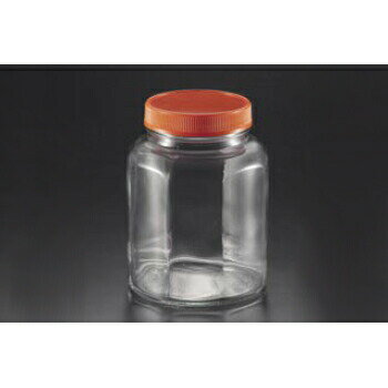 保存ビン 八角型 オレンジ ガラス製●カラー:オレンジ●φ125×H176●容量:1.5L(リットル)