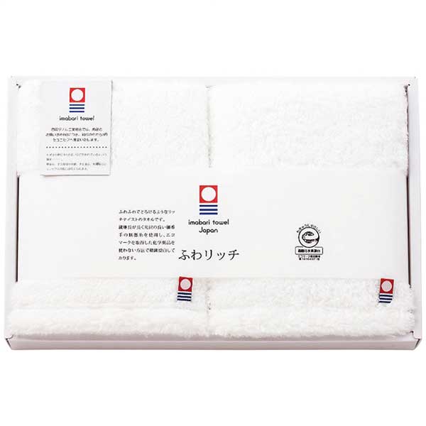 ●ふわふわでとろけるようなリッチテイストのタオル。●現品サイズ・内容：34×80cmフェイスタオル2枚・綿100％・［日本製］●箱サイズ：30×20×4cm●重さ：250g●製造生産地：日本製●メーカー型番：IMF-240W
