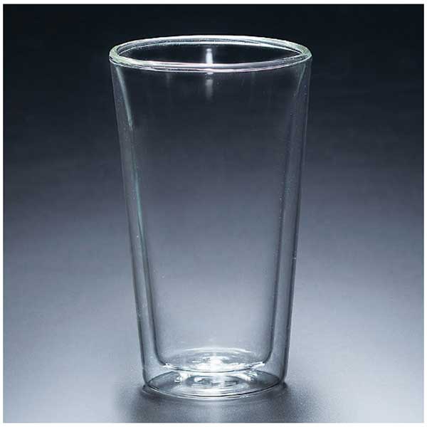 ●二重構造で保温・保冷ができるハイボールグラスです。結露がでません。温かい飲み物も冷たい飲み物にも。●現品サイズ・内容：直径8.5cm高さ14.2cm容量約370mlハイボールグラス1客・ホウ素ガラス・［中国製］●箱サイズ：9×15.2×9...