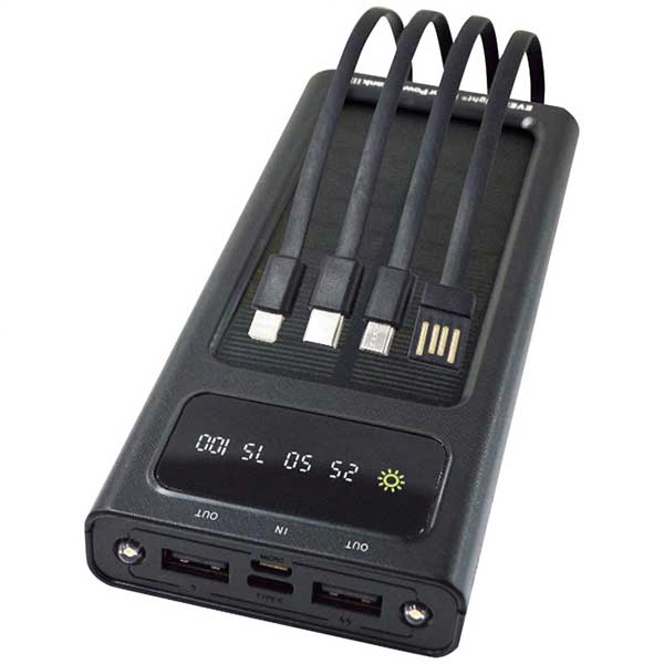 ●災害時や非常時にこそ大事になるスマートフォンをいつでも使えるようにサポートするグッズです。内臓ケーブルと2個のUSB出力を使えば、スマホを5台同時に充電可能。●現品サイズ・内容：7.1×14.8×1.9cm・ABS樹脂・USB-A(ハーフ...