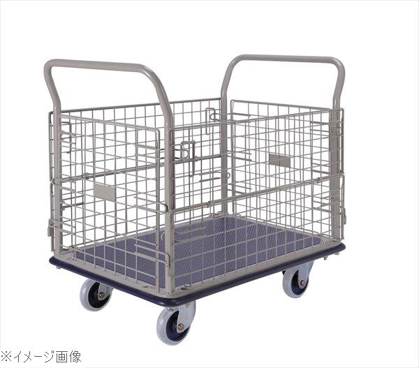 ●アミ部取りはずし可能。片側側面の上半分が手前にたおれます。外寸(mm)900×600×H850 キャスター：φ130