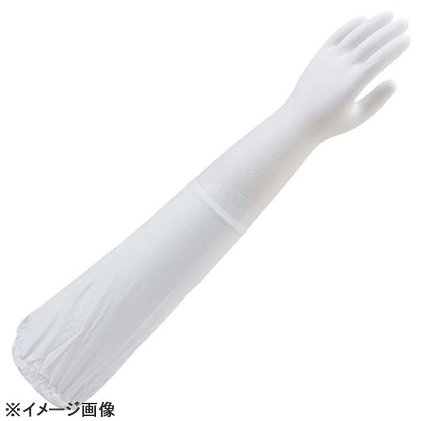 サイズ：全長:600 手のひらまわり:200 中指の長さ:78 重量(g)：50 材質：塩化ビニール 非フタル酸エステル系可塑剤● 肩口までのロングタイプで腕全体を保護します。 ●裾部分はズリ落ちを防止するゴムバンド付きです。 ●手袋部分は...