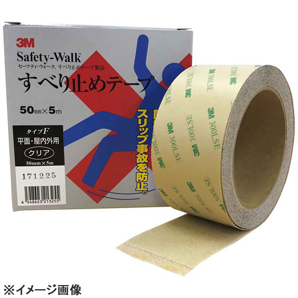 サイズ：130_52_130 重量(kg)：0.25 材質：表面砥粒:鉱物粒子 基材:プラスチック 粘着剤:アクリル系 色：クリア●後施工の滑り止めテープ 色がクリアなので床のデザイン性を損ないにくい