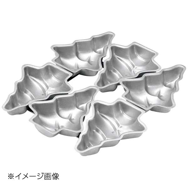 ●クリスマスに大活躍する小さなツリーの焼型！●マドレーヌやフルーツケーキが一度に6個作れます。熱伝導率がよいのでムラなくきれいに焼き上がります。●型番:No.2336●外寸(mm):233×221×29●内寸(mm):113×87×25●重...