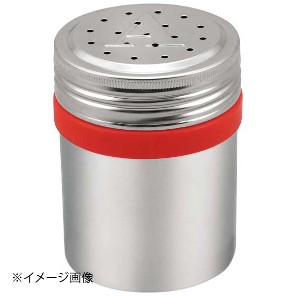 ●どこからみても一目瞭然!調理時の効率化に最適。【外寸】φ72×H96mm【内寸】穴径：2.4mm【容量】280ml【材質】18-8ステンレス、カラーバンド：シリコン製【カラー】レッド