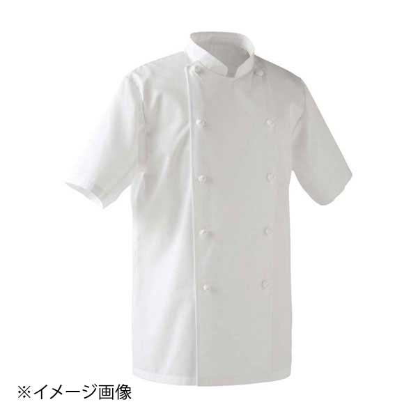 ●定番コックコートの半袖版です。●外寸(mm)：肩巾480、胸囲1180、着丈760●内寸(mm)：袖丈270●カラー：ホワイト●材質：ポリエステル70％、綿30％●メーカー型番：AA213-0●定番コックコートの半袖版です。●外寸(mm)...