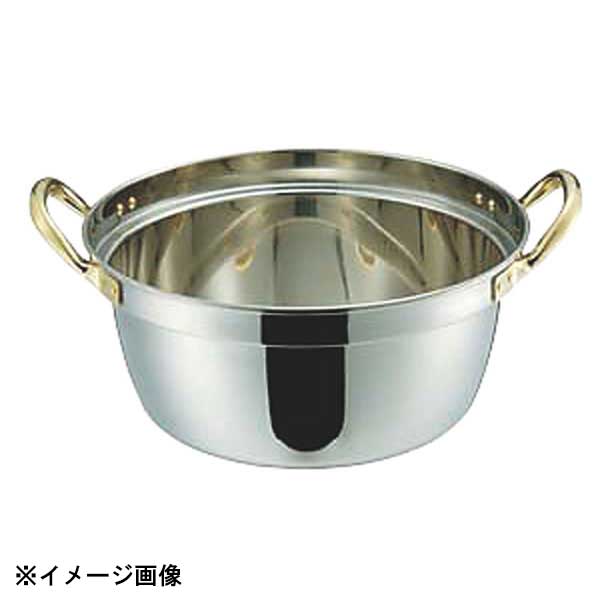 18-8ステンレスで鉄をサンドした3層鋼鍋200Vオール熱源に対応●サイズ　深さ：188mm●材質：本体:27～48cm／3層クラッド鋼　51cm／21-0ステンレス　　　ハンドル:金メッキ●生産地：燕三条