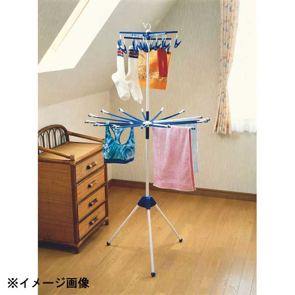 ●最大荷重:8kg長めの衣類もゆとりで干せる2段式。少なめの洗濯物はトップのハンガーだけ単体でも使えます。ポールや物干しロープに掛けられるフック付。コンパクトに畳め、収納に場所を取りません。●サイズ　幅×高さ：φ815×H1575mm●材質...