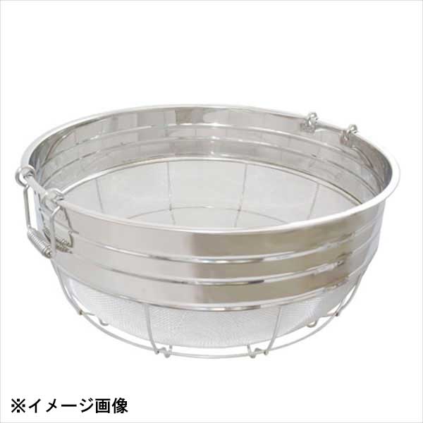 丈夫な18-8ステンレス製。変形しにくい形状。11メッシュ※35～50cmは、オプションで取っ手を付けられます。●サイズ　外径×深さ×リム巾：φ600×280×120mm●材質：18-8ステンレス●生産地：燕三条