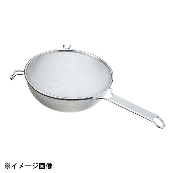 補強線の無い太線厚網を使用。衛生的なオールステンレス製●サイズ　外径×深さ×柄長：φ250×95×208mm●材質：18-8ステンレス●生産地：燕三条