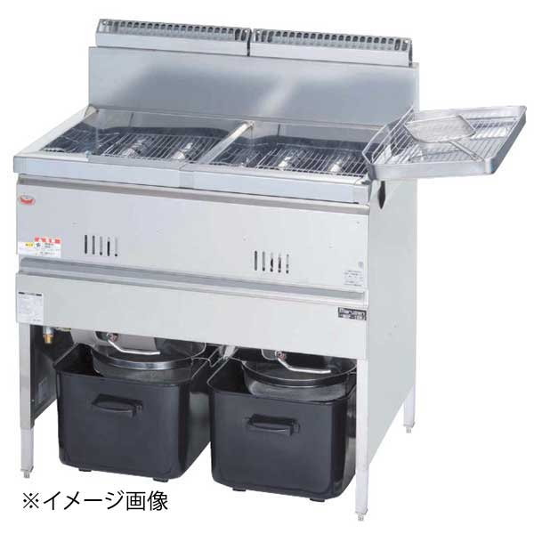 ●サイズ:830×600×H800（バック150）mm●重量:63kg●油量:18L×2 ●ガス消費量:17.4kW●ガス接続口:15A
