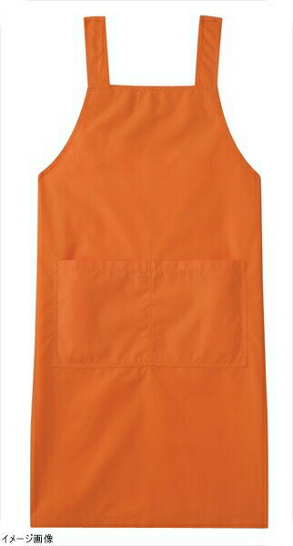 ピップまわりが隠れる安心エプロン!ポリエステル65%+綿35%/タッサーメーカー品番A-1765 サイズL 色オレンジ 前中心丈(cm)87 身巾(cm)102 紐長(cm)73