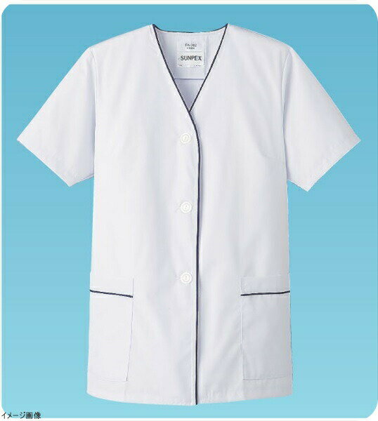 ポリエステル65%+綿35%33単糸ポプリン※抗菌メーカー品番FA-382 サイズS 着丈(cm)66 肩巾(cm)38 胸囲(cm)98 半袖(cm)22