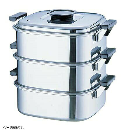 料理の種類や人数に応じて色々・・・・・・●段数は水槽を含みます。※電磁調理器対応内寸法(cm)_段数_底寸法(mm)_蒸す所深さ(mm)_ご飯容量1段あたり(升):27_3_270×270_100_約1.0