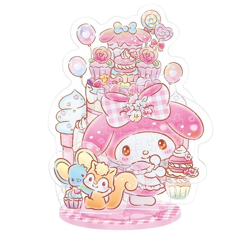 アクスタ×パズル 2枚のパズルと1枚のパーツを組み合わせアクリルスタンド風にディスプレイして楽しめます カチッとはまってのり付け不要、持ち上げても崩れません 完成サイズ:H約129mm×W約105mm×D75mm (C)2024 SANRI...