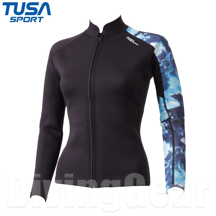 スノーケリング用品の人気メーカー「tusa sport(ツサスポーツ)」の女性用タッパー。 ウェットスーツの生地を使用した2mm厚のフロントファスナー仕様で何より着脱のし易さが便利な1着！ ラッシュガードよりも保温性に優れ、ウエットスーツよ...