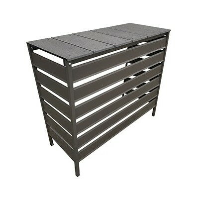 天板に人工木を使用した、おしゃれで丈夫なアルミフレーム製室外機カバーです。サイズ（約）：外寸/幅894×奥行362×高さ750mm内寸/幅852×奥行288×高さ710mm重量：約7.5kgセット内容：側面フレーム右×1、側面フレーム左×1...