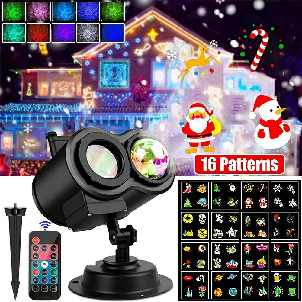 源:LED電球 リモコン付きクリスマスプロジェクター,防水,屋外照明,ハロウィーンの風景,パーティー,庭,装飾ライト 説明: 【16個の切り替え可能なスライド】このホリデーライトプロジェクターは、クリスマスツリー、ハロウィーンの幽霊、カボチ...