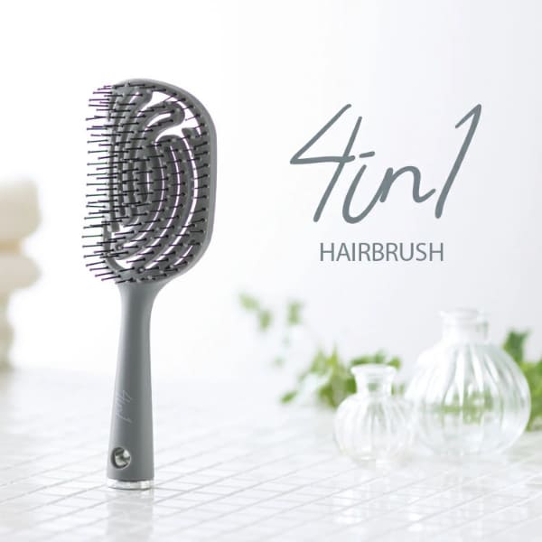 商品名 4in1ヘアブラシ 商品特徴 これ1本でボリュームアップ・艶出し・頭皮ケア・ドライブローの4役。 ■スパイラル形状とWカーブが根元まで風を通しふんわり感アップ。 ■サイドカーブが頭皮に密着、トップカーブが根元から立ち上げ。 ■ドライ...