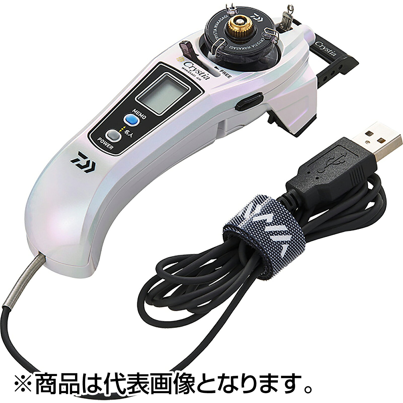 持ちやすさと小型化を両立させた！外部電源専用ワカサギ電動リール★仕様・規格・寸法★自重（g）：約82標準巻糸量：0.3号-60m/0.4号-30m